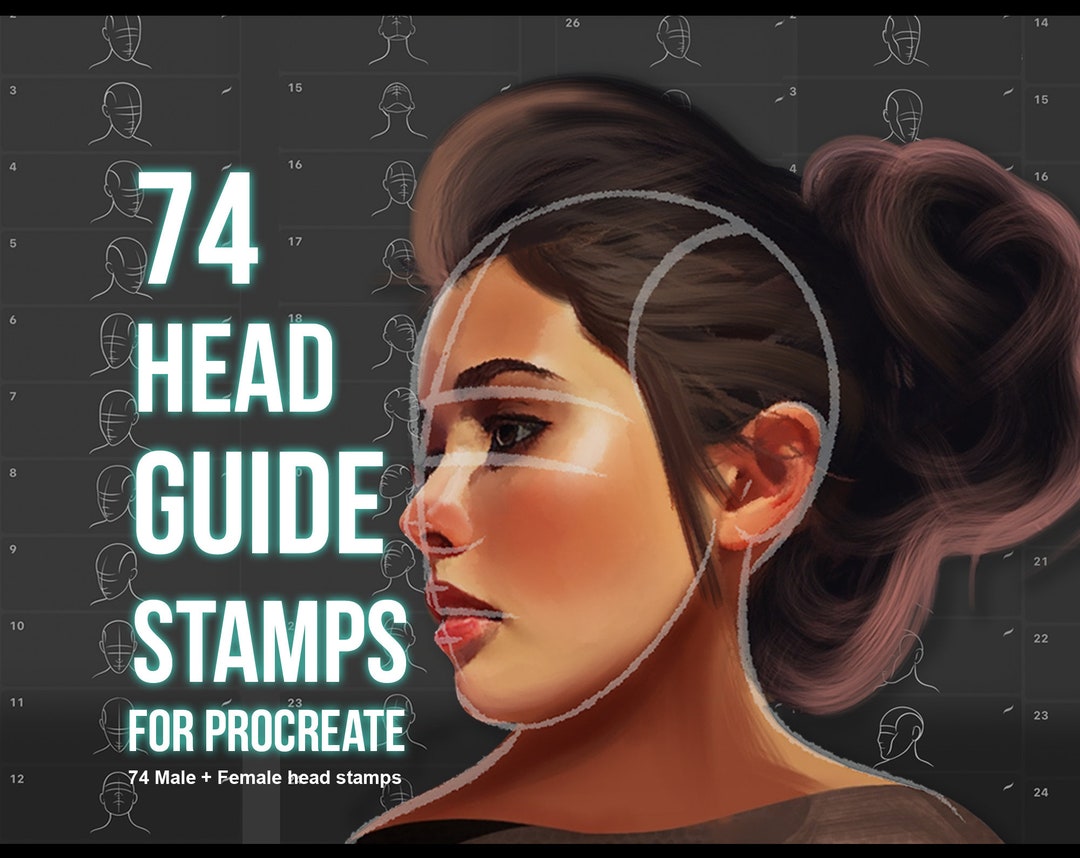 74 Head Guides Procreate Stamps, Procreate Brushes, Portrait Guide ...