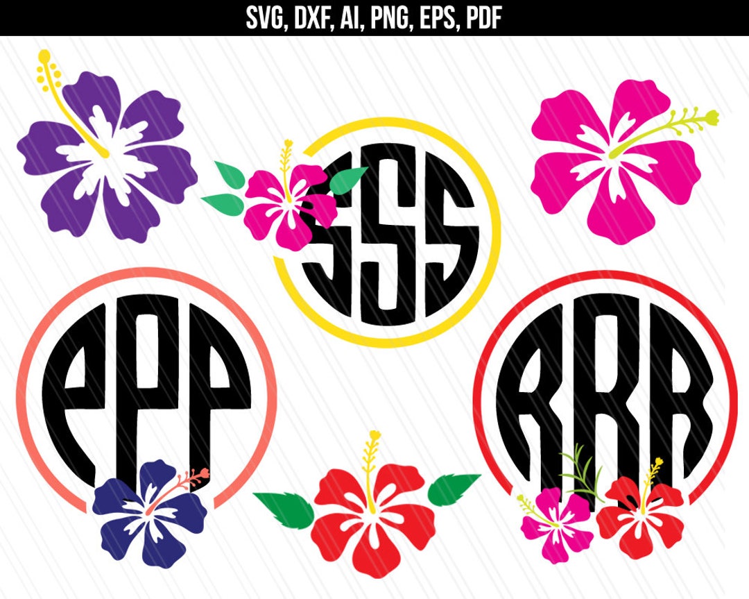 Flowers Svg,hibiscus Monogram Svg, Floral Svg, Cricut Silhouette,hawaii ...