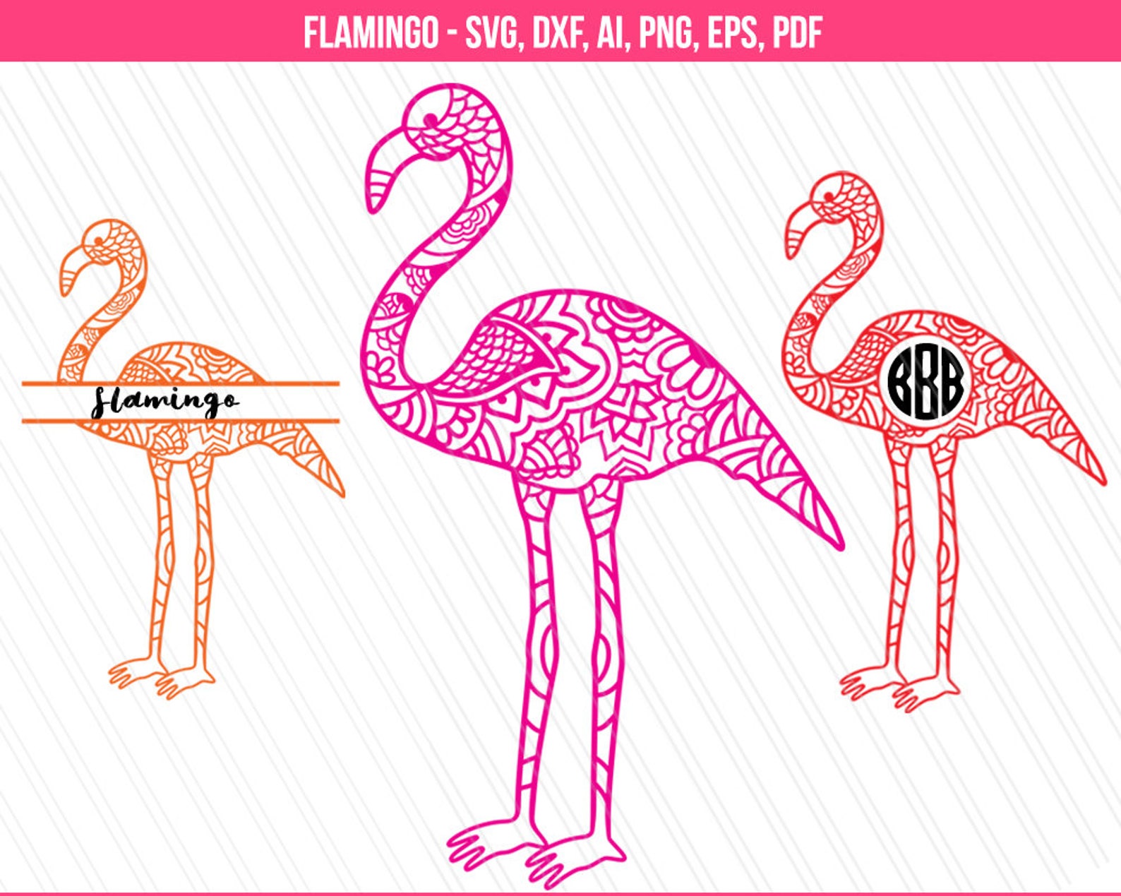 Flamingo Mandala Svg Monogram Svg Flamingo Clipart Flamingo - Etsy Sweden