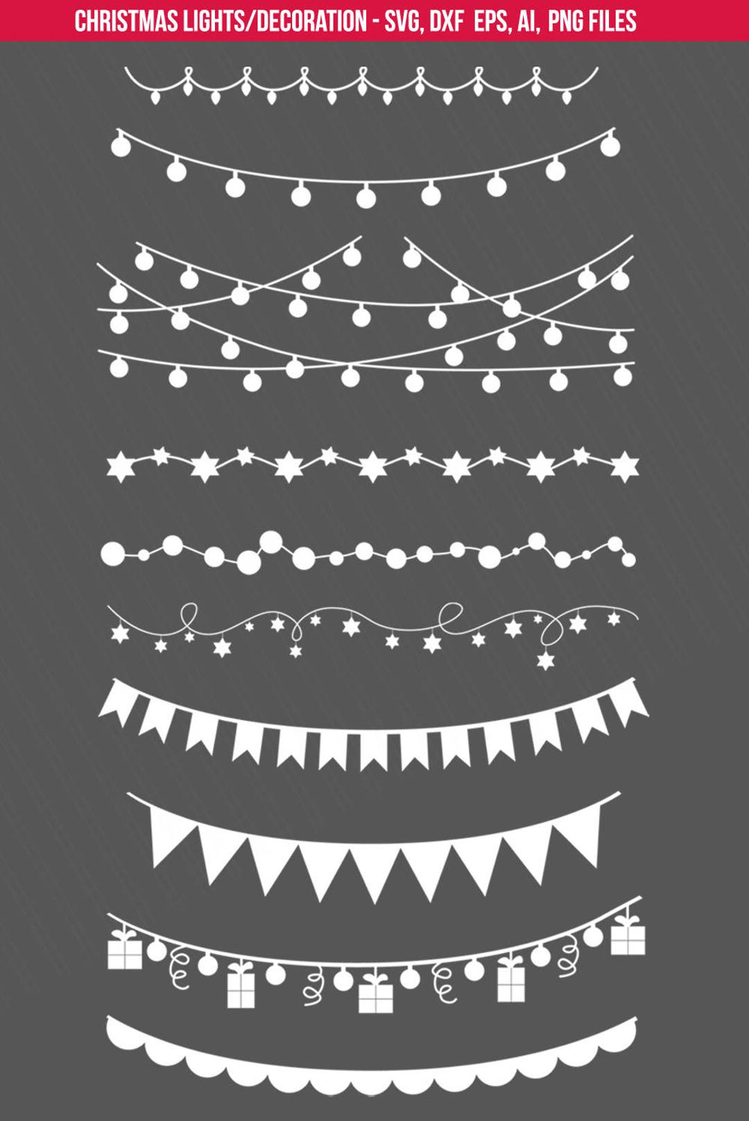 Christmas Lights SVG Decoration Cut Files Holiday Decoration - Etsy