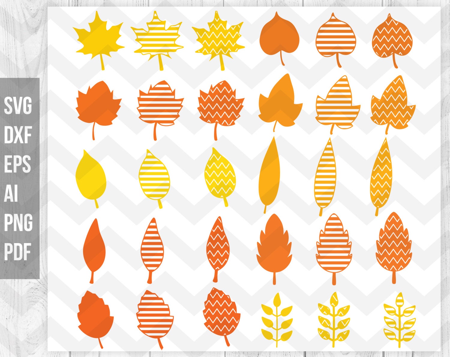 Autumn Fall leaves SVG Fall leaves clipart patterned | Etsy