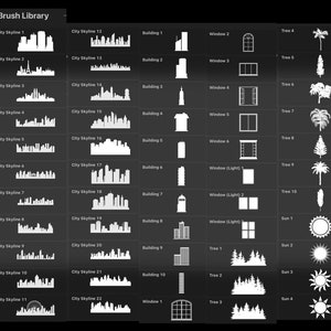112 Cityscape Procreate Stamp Brushes, City Sky Line Brushes for ...