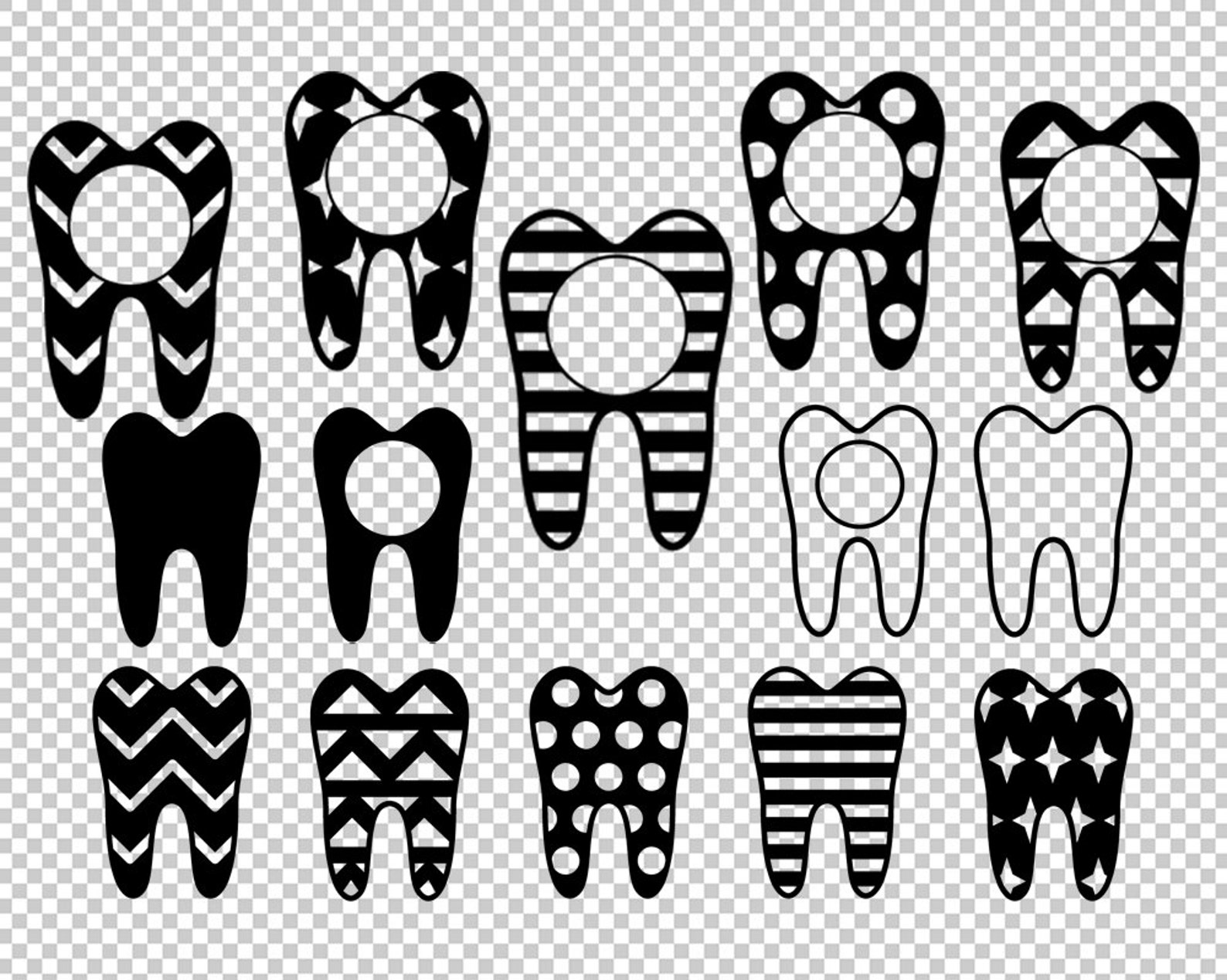 Tooth SVG Cutting Files Patterned Tooth Clipart Tooth - Etsy