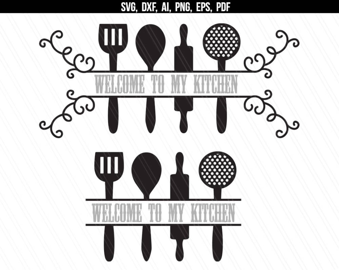 Split Kitchen Svg, Kitchen Monogram Svg,bakers Svg, Cookware Svg ...