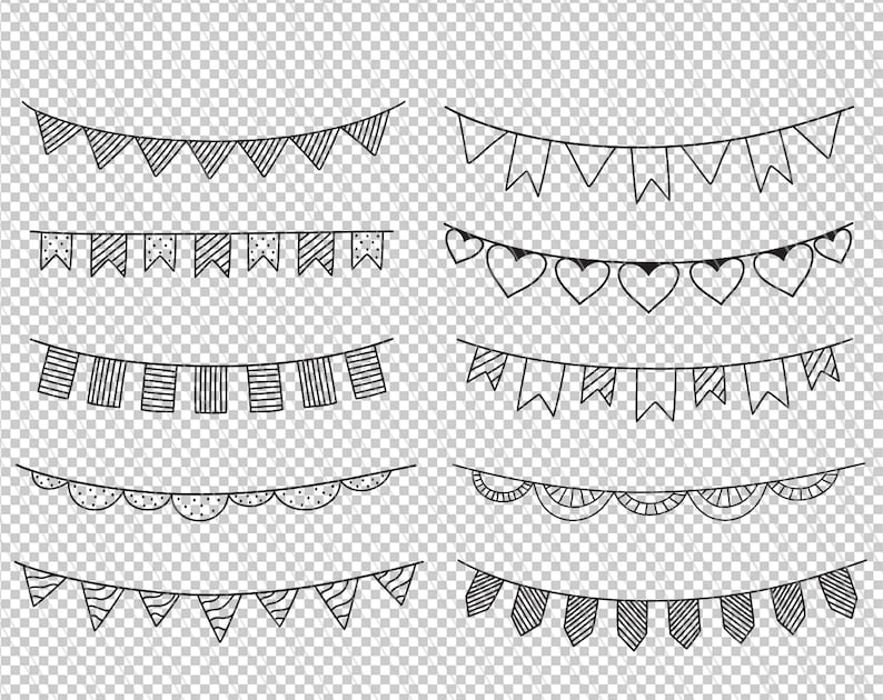Banderines SVG, silueta de banderines SVG, banderines dibujados a mano ...