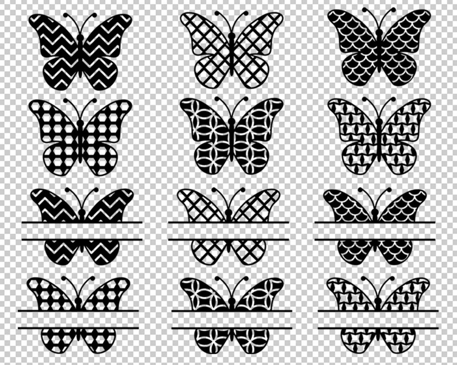 Butterfly SVG Cutting Filesdxf Patterned Butterflies | Etsy