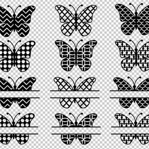 Butterfly SVG Cutting Files,dxf, Patterned Butterflies Clipart ...