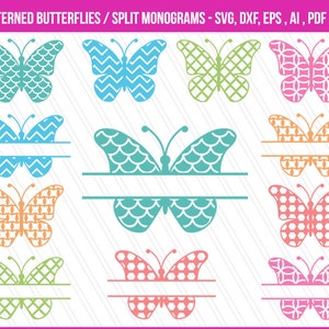 Butterfly SVG Cutting Files,dxf, Patterned Butterflies Clipart ...