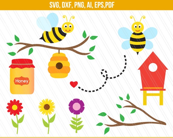 Honey Bees Clipart Set Bees Svg Honey Bee Clipart Beehive - Etsy