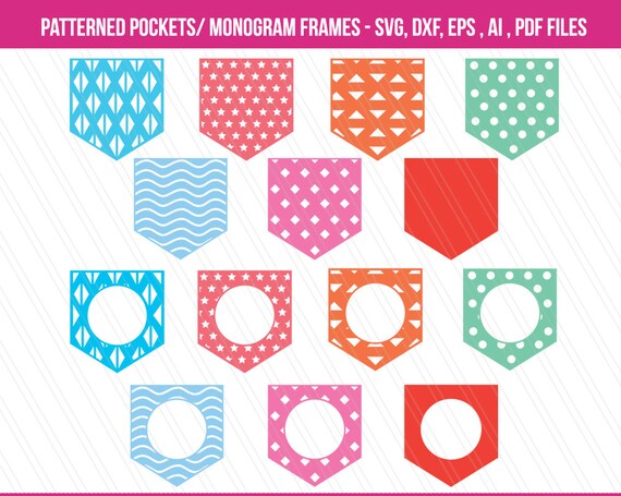 Pocket Svg monogram pocket svg Shirt pocket monogram frame | Etsy