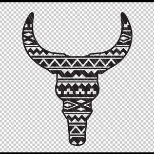 Cow Skull Aztec Svg Dxf, Bull Skull Aztec, Cow Skull Head Print, Cricut ...