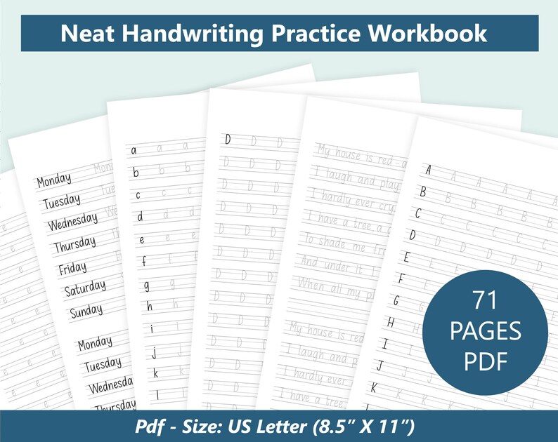 Calligraphy and Handwriting Worksheets Bundle Hand Lettering - Etsy