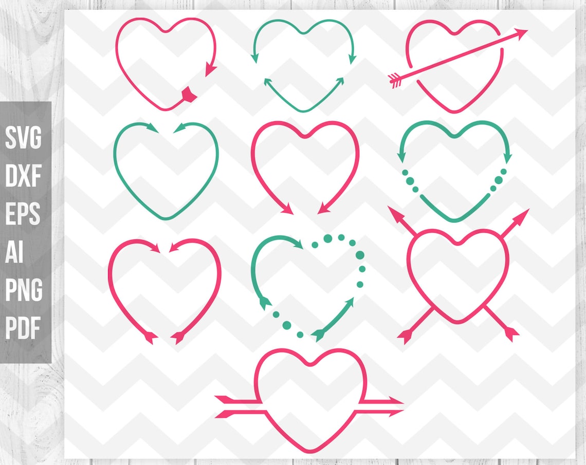 Arrow Heart Svg Heart Svg svg Cutting Files Heart Clipart - Etsy