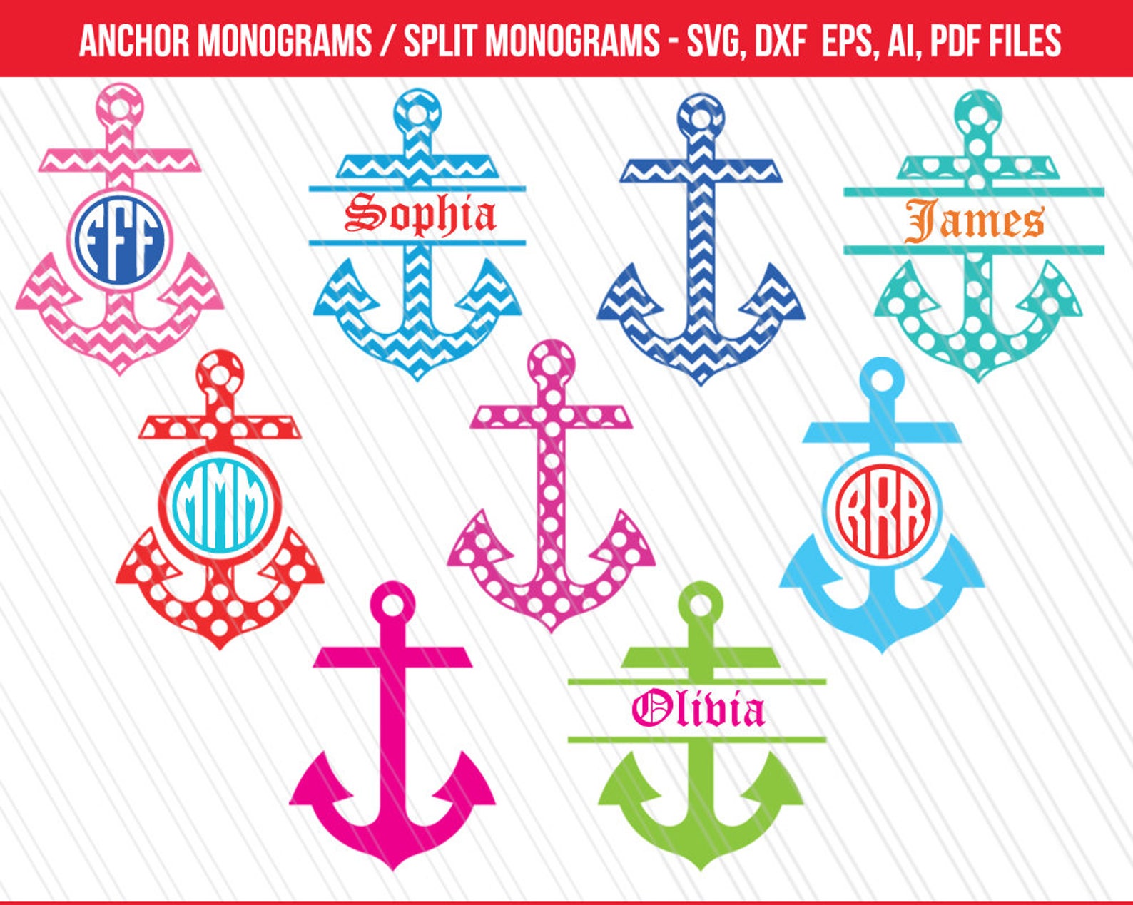 Anchor Svg Anchor Monogram Svg Anchor Split Monogram Anchor | Etsy
