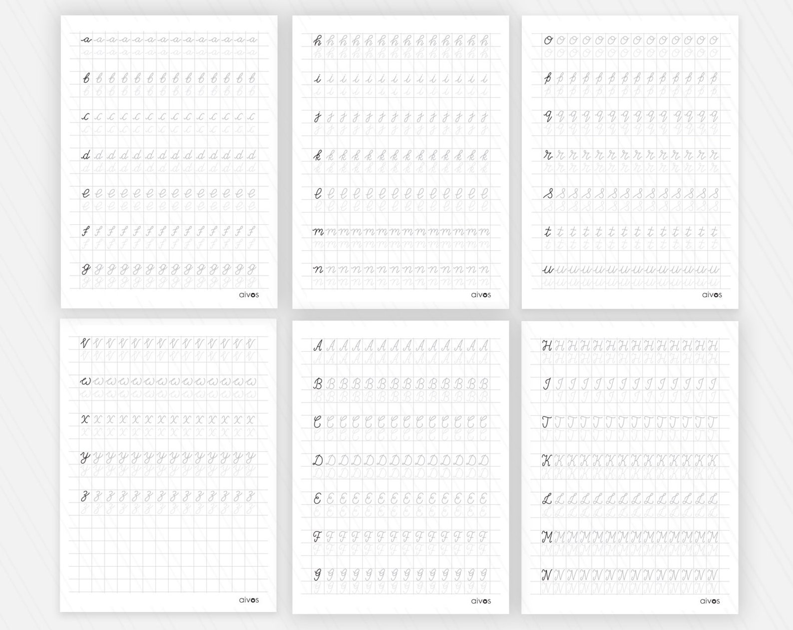 Beginner Hand Lettering Worksheets Cursive Handwriting | Etsy