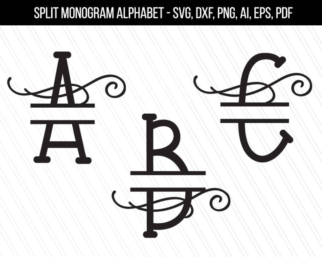 Split Monogram Svg, Monogram Letters, Split Alphabet Svg, Cut Files ...
