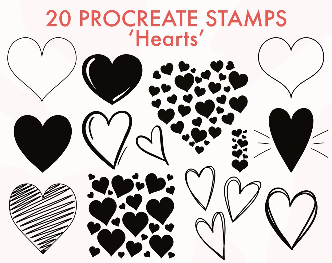 Heart Procreate Stamps, Procreate Brushes, Valentine Tattoo, Doodle ...