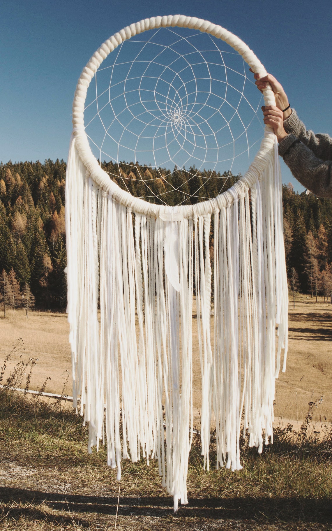 White Boho Giant Dream Catcher Huge Dream Catcher Wall - Etsy