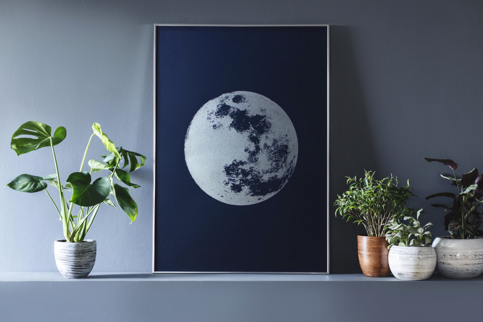 A4 A3 A2 Moon Metallic Silver Screen Print Reflection Moon - Etsy