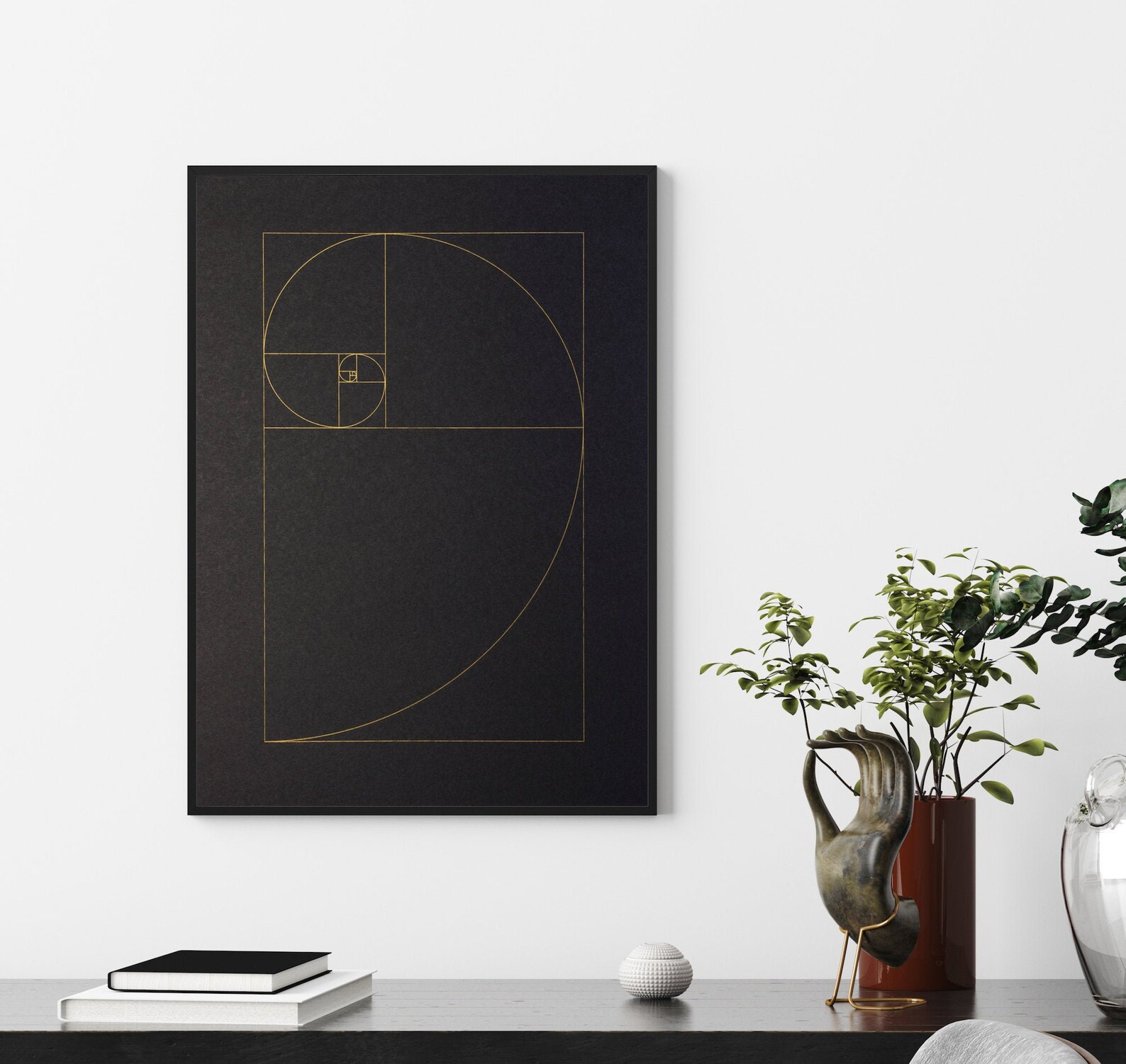 Fibonacci Spiral Gold Screen Print Golden Ratio Poster | Etsy