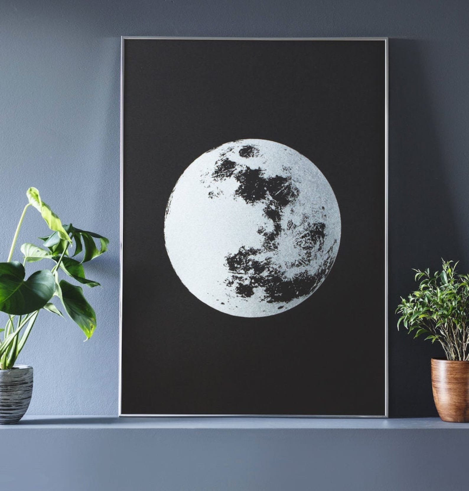 A4 A3 A2 Moon Metallic Silver Screen Print Reflection Moon - Etsy