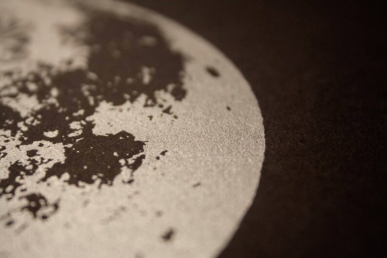 A4 A3 A2 Moon Metallic Silver Screen Print Reflection Moon - Etsy