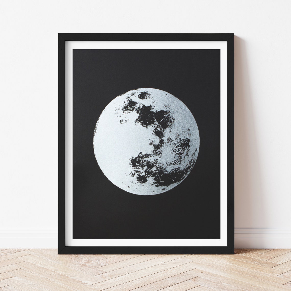 A4 A3 A2 Moon Metallic Silver Screen Print Reflection Moon - Etsy