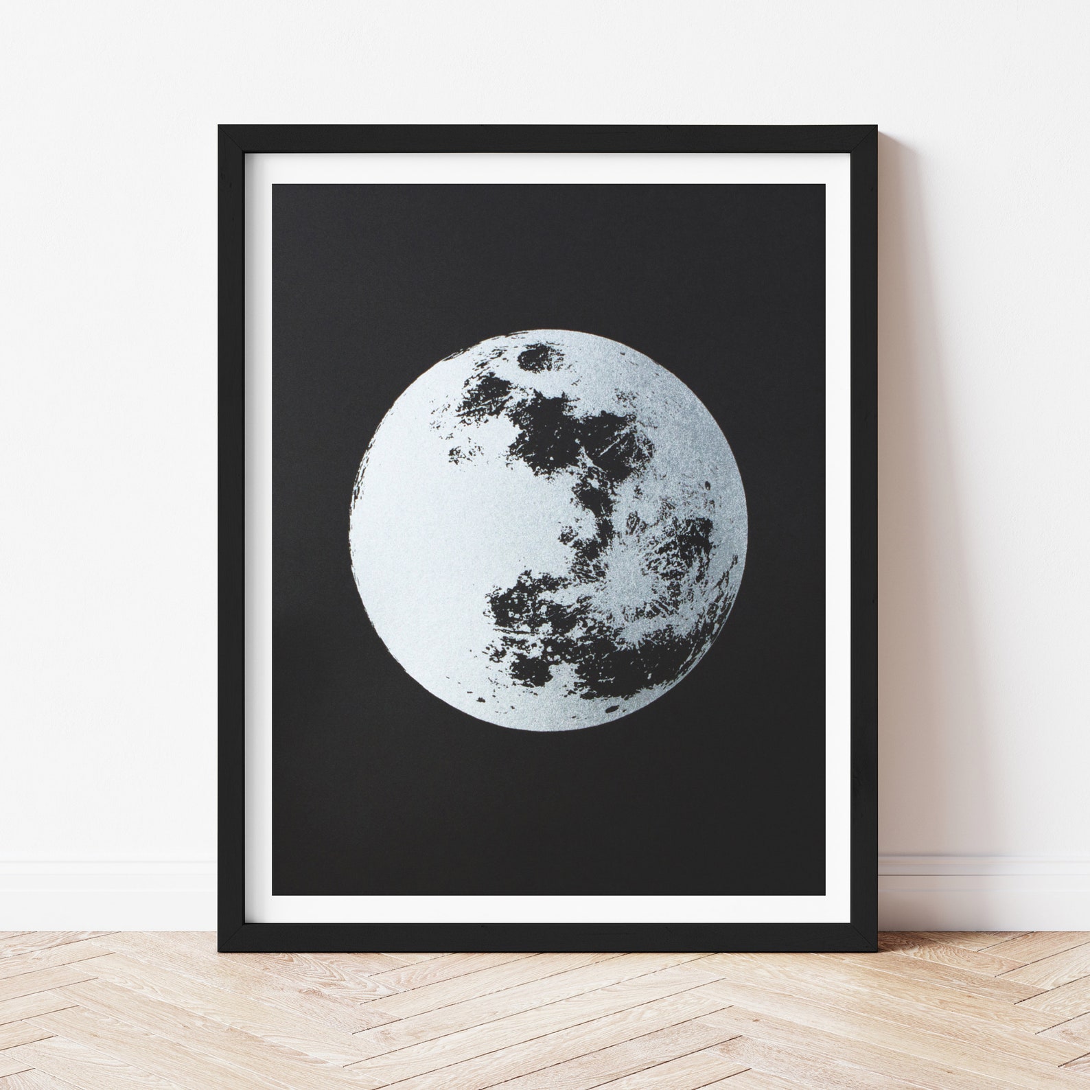 A4 A3 A2 Moon Metallic Silver Screen Print Reflection Moon - Etsy