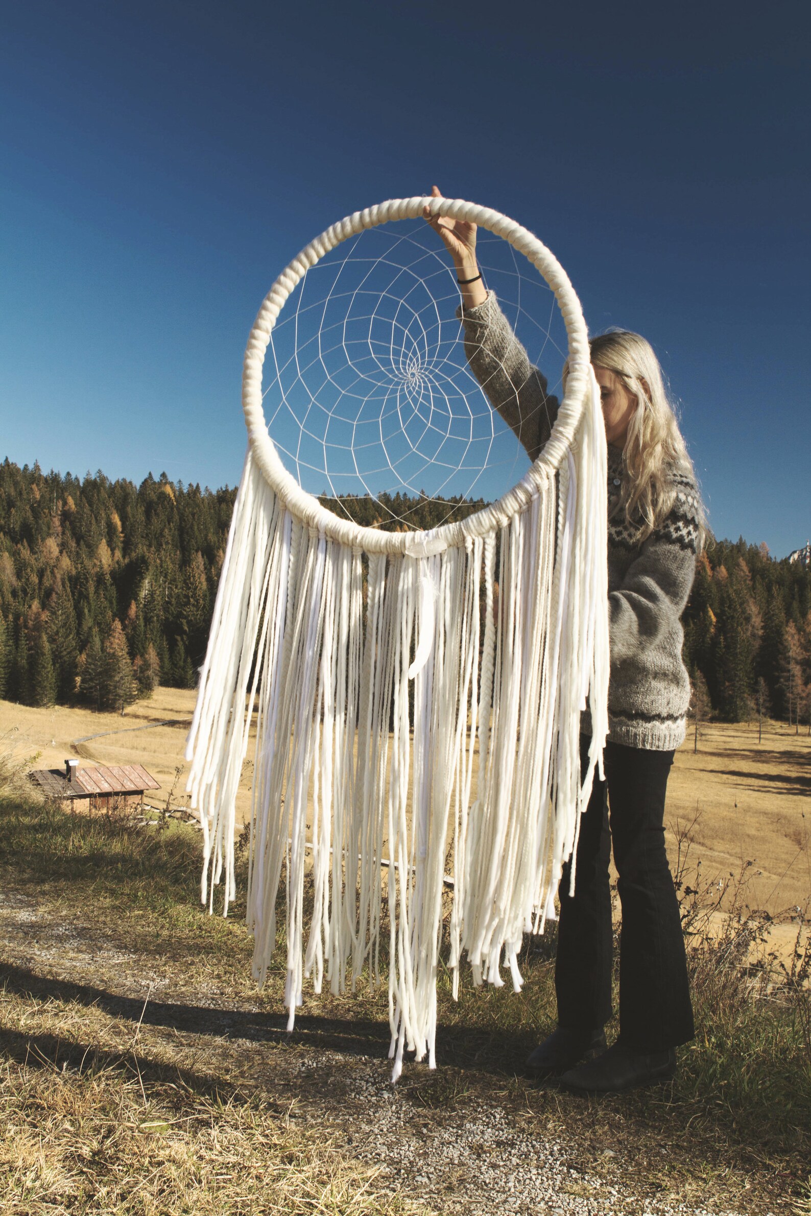 White Boho Giant Dream Catcher Huge Dream Catcher Wall - Etsy