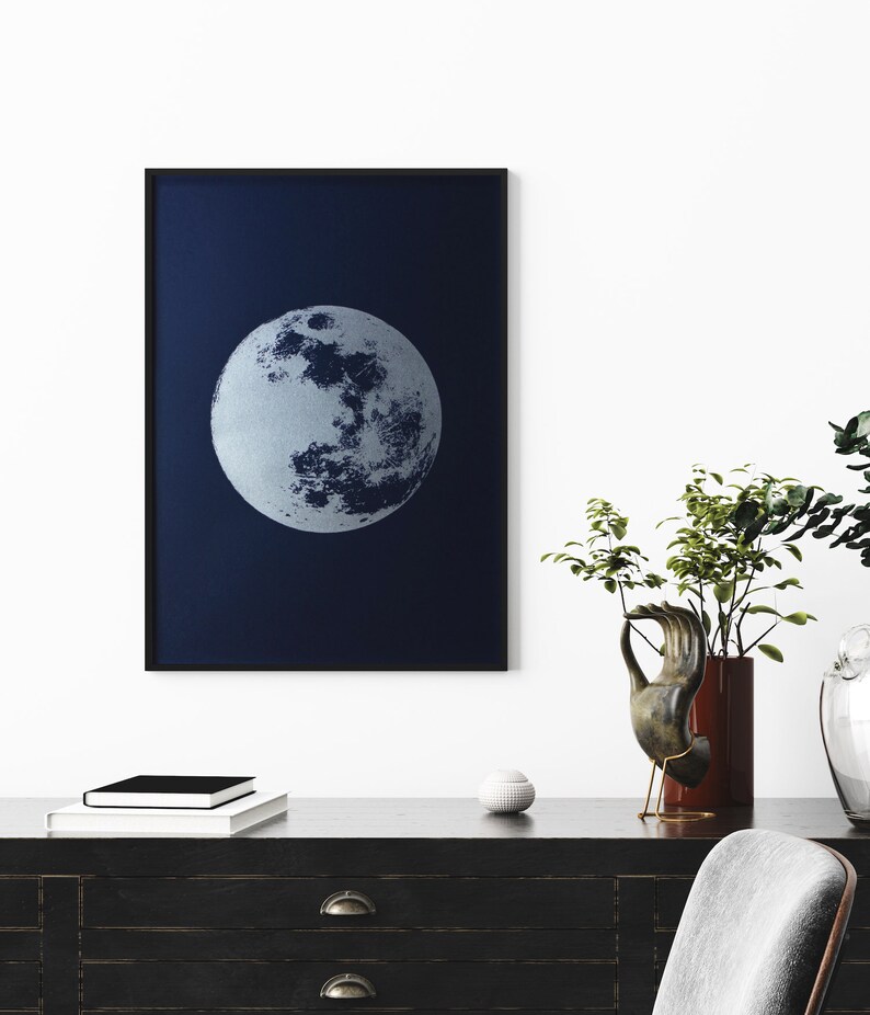 A4 A3 A2 Moon Metallic Silver Screen Print Reflection Moon - Etsy