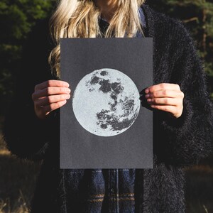 A4 A3 A2 Moon Metallic Silver Screen Print Reflection Moon - Etsy