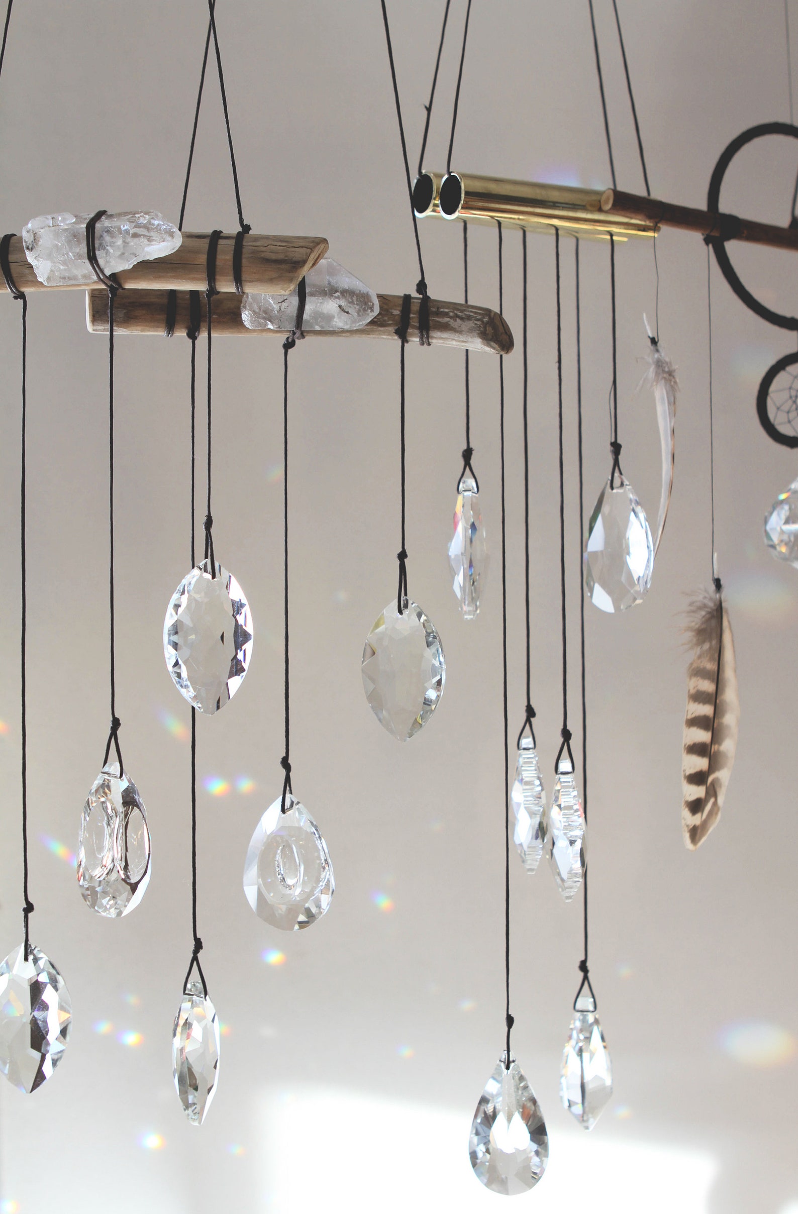 Gold Brass Suncatcher Set Crystal Glass for Windows Crystal - Etsy