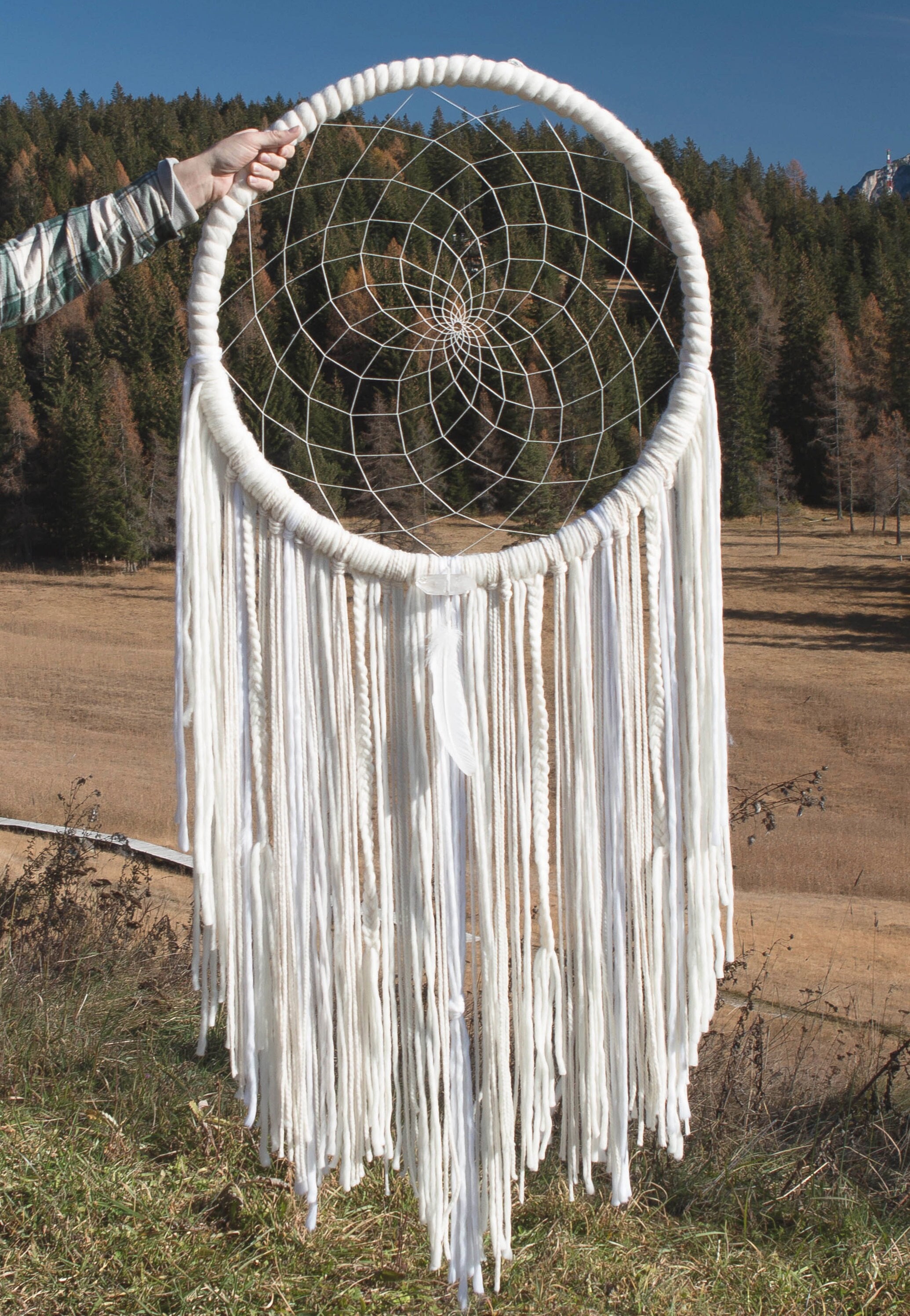 White Boho Giant Dream Catcher Huge Dream Catcher Wall - Etsy