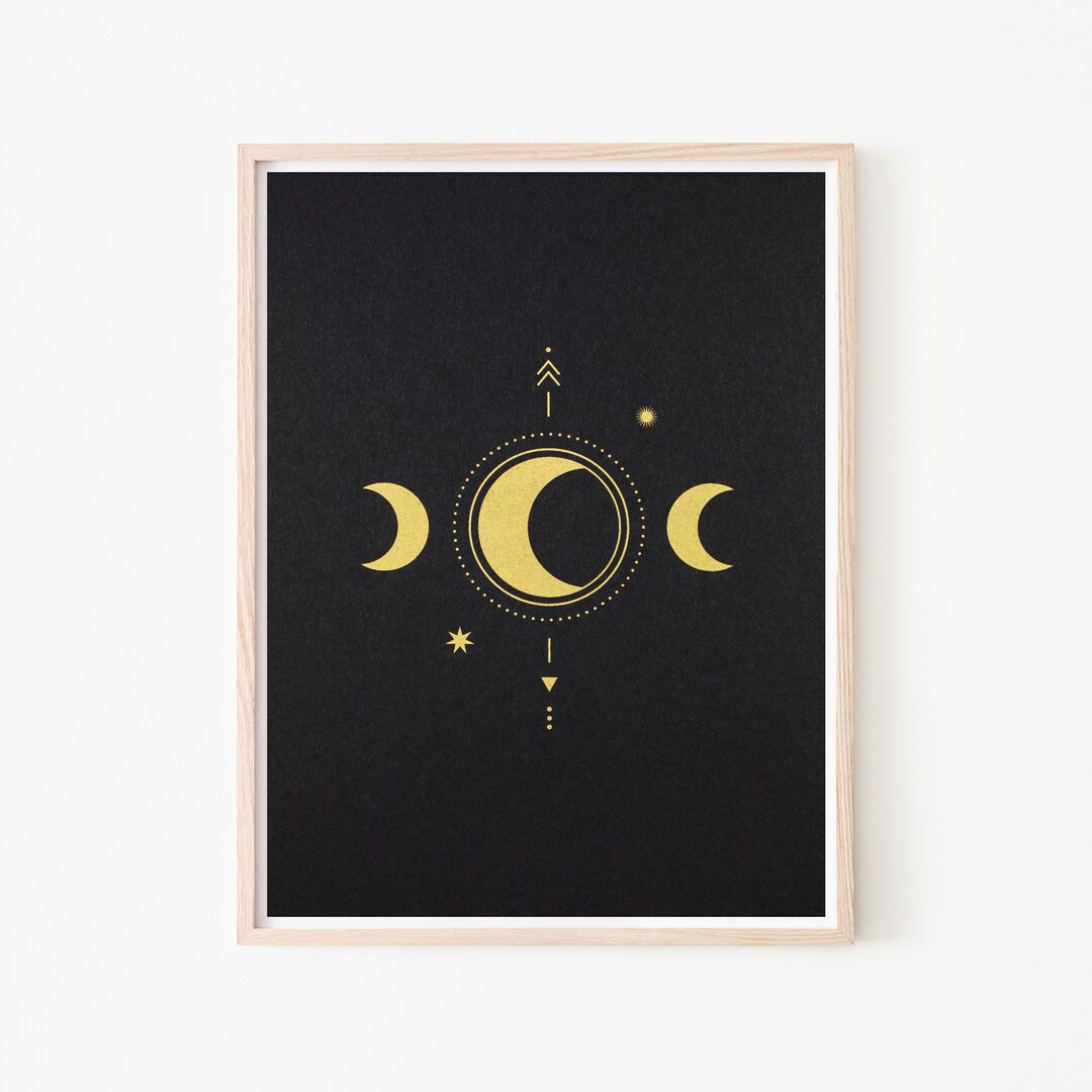 Gold Lune Screenprint Gold Crescent Moon Metallic Poster - Etsy