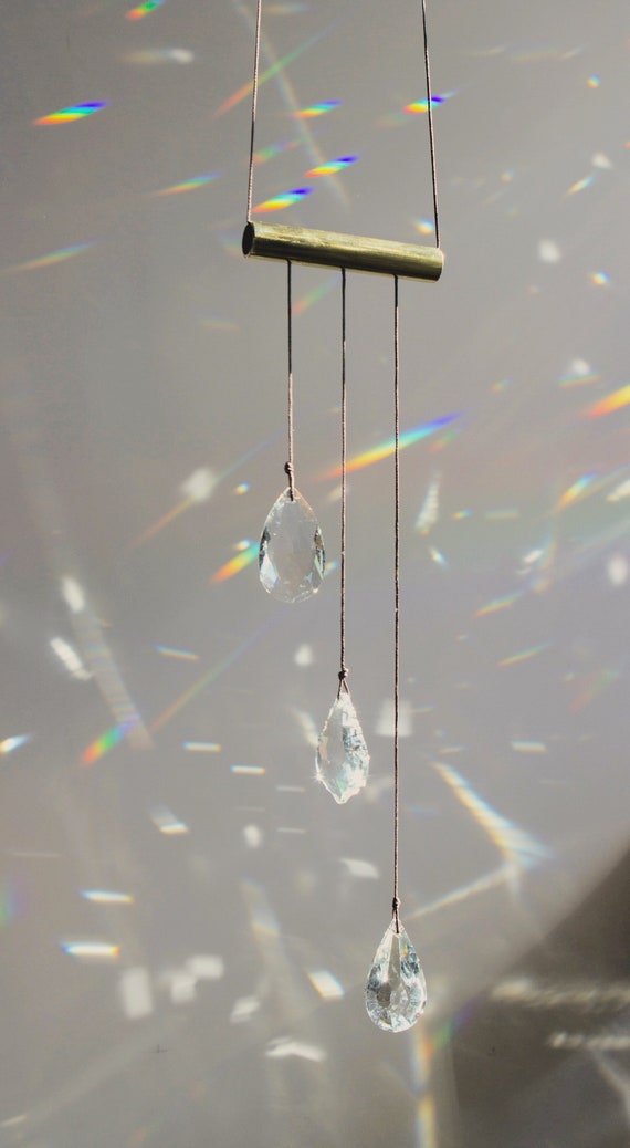 Gold Brass Suncatcher Set Crystal Glass for Windows Crystal - Etsy