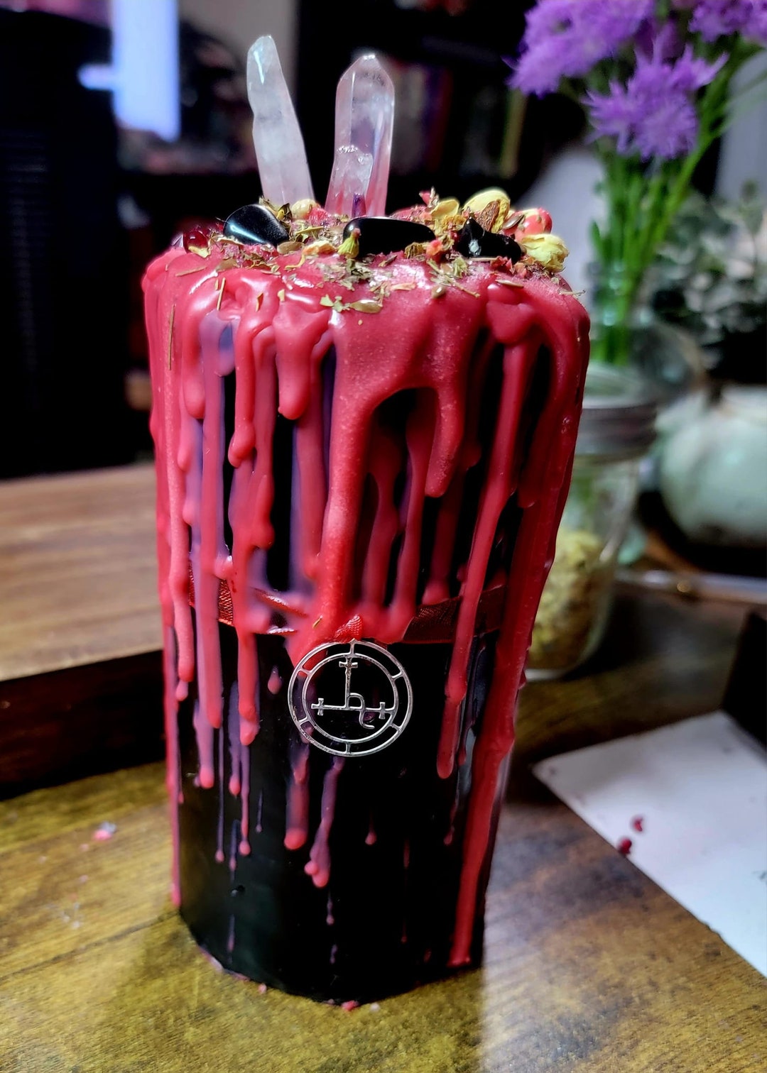 Lilith Candle 3x6 Pilar Black and Red Deity Goddess Altar - Etsy