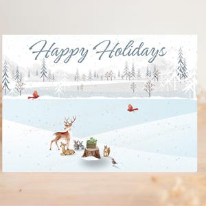 Charming Woodland Creatures Winter Greeting Card - Happy Holidays ...