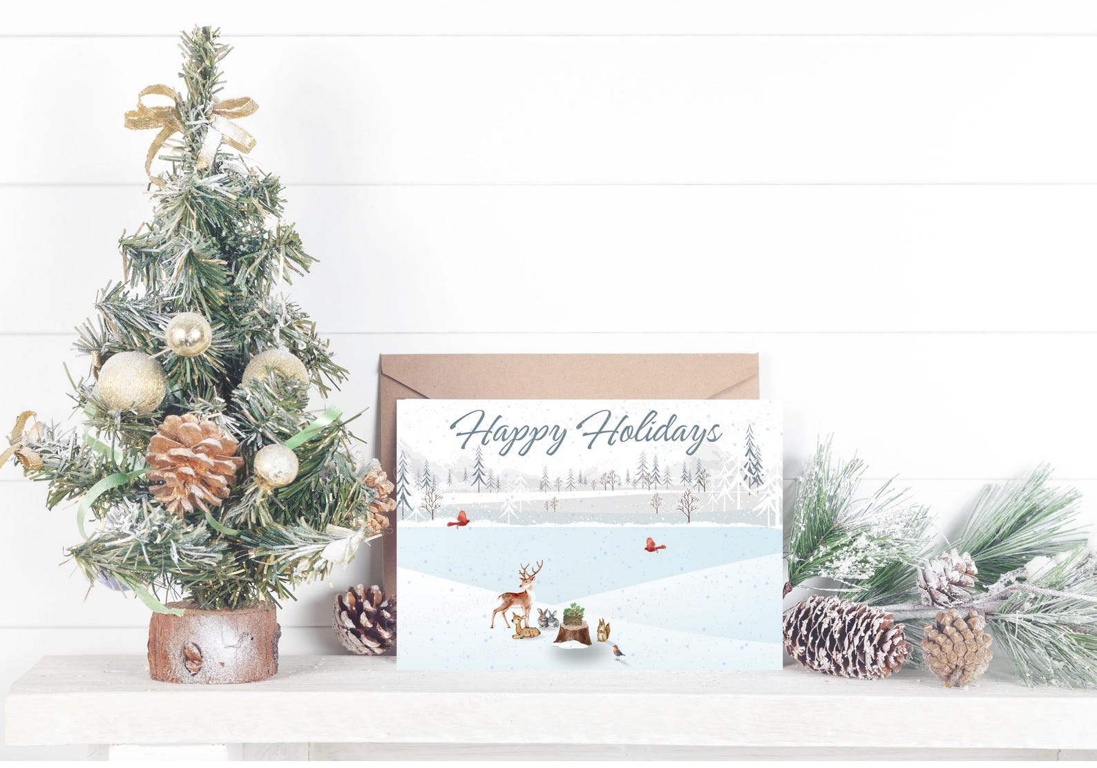 Charming Woodland Creatures Winter Greeting Card - Happy Holidays ...
