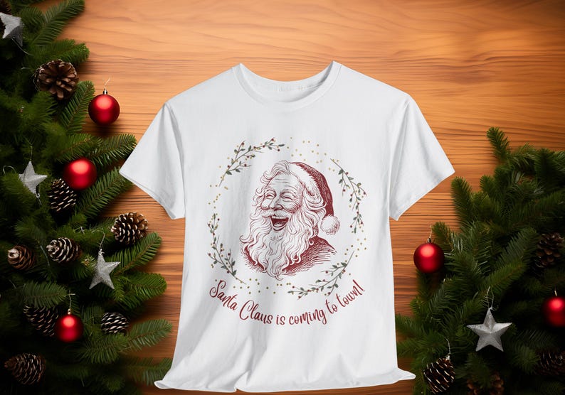 Vintage Santa Claus Christmas Tee, Unisex Heavy Cotton T-shirt for ...