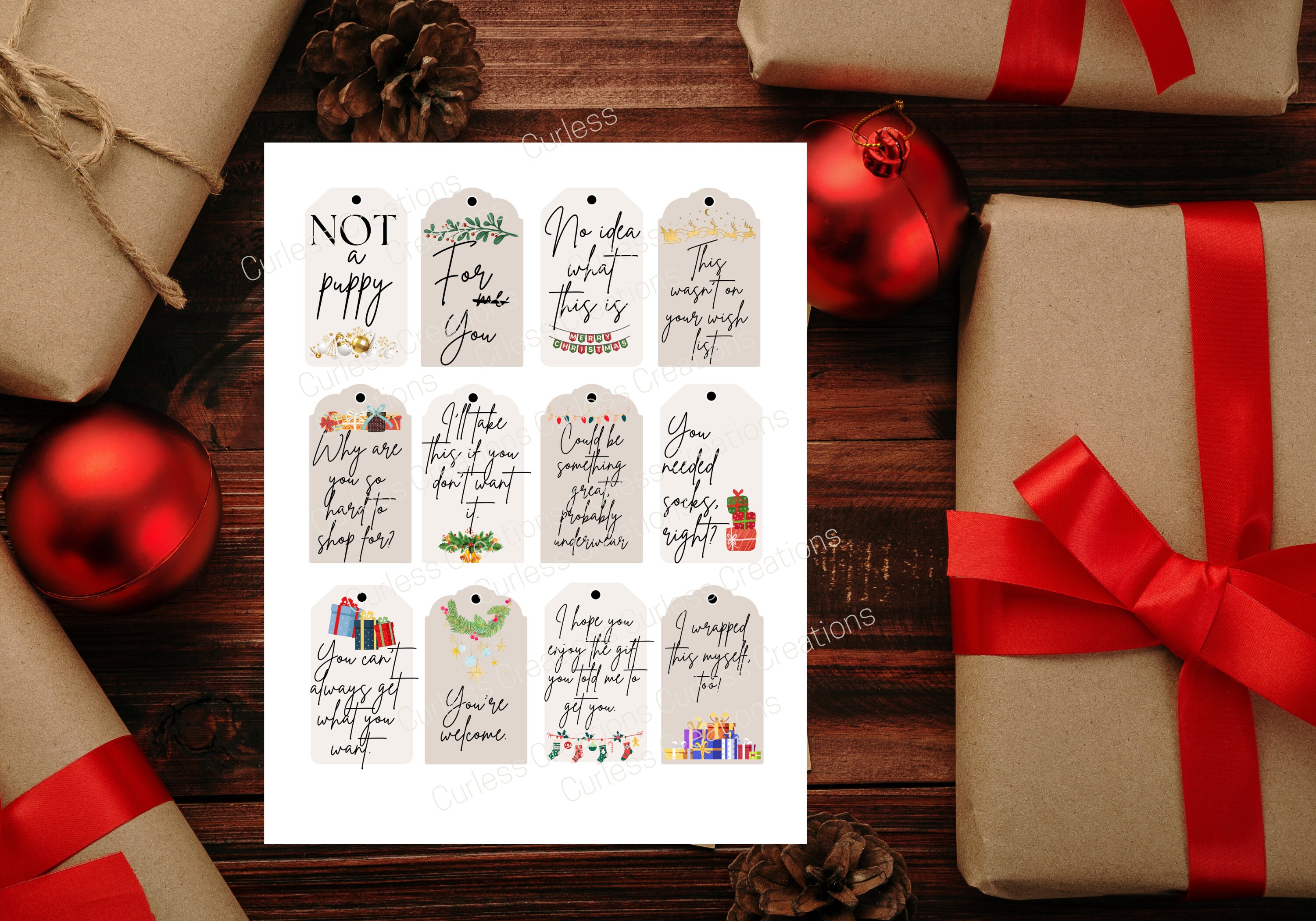 Funny Christmas Gift Tags Humor Realistic for Friends and Family Gifts ...
