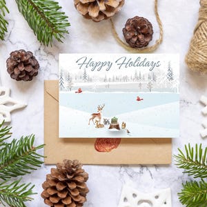 Charming Woodland Creatures Winter Greeting Card - Happy Holidays ...