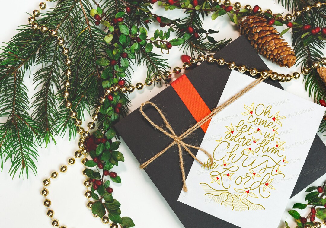 Christmas Carol Greeting Card: Oh Come Let Us Adore Him (digital ...