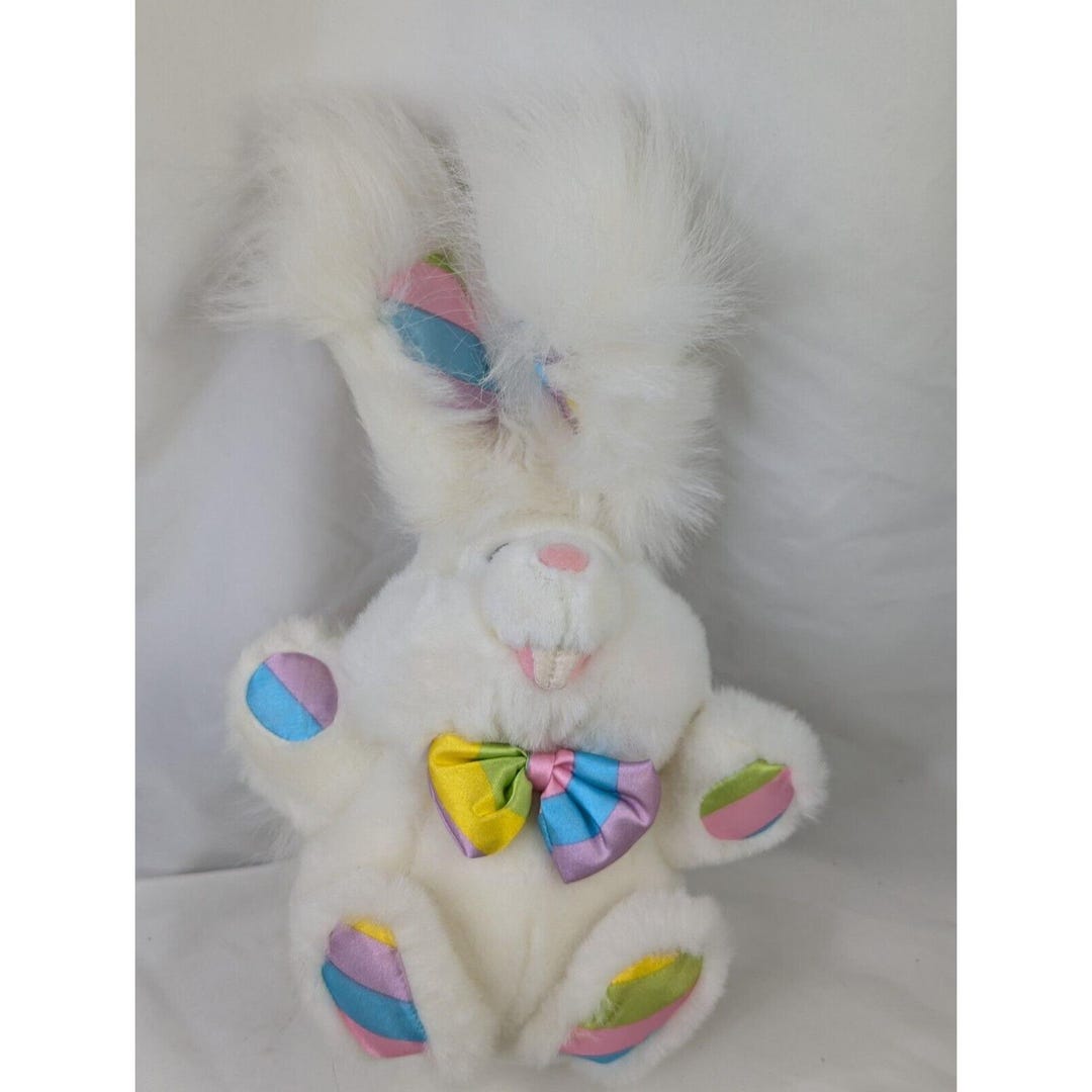 Giggle Bunny Plush Rabbit Rainbow Pastel Satin 12 Inch 1993 TCFC ...