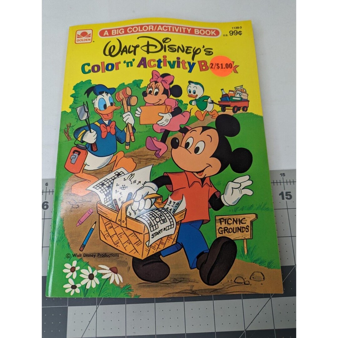 Walt Disney Mickey Mouse Color Activity Book Golden 1978 - Etsy