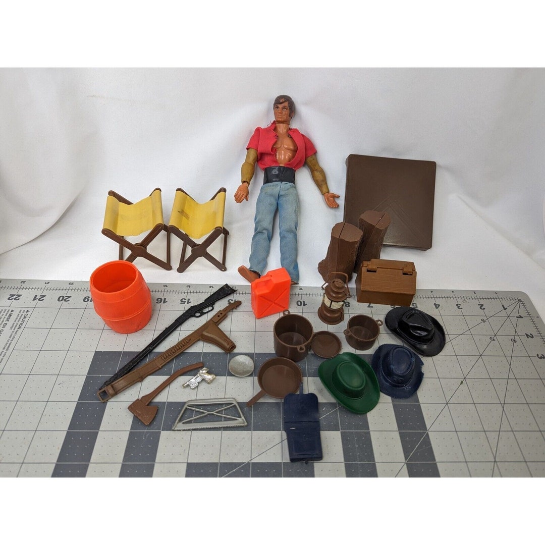 Mattel Big Jim Action Figure Accessories Lot Camping Chopping Weapons ...