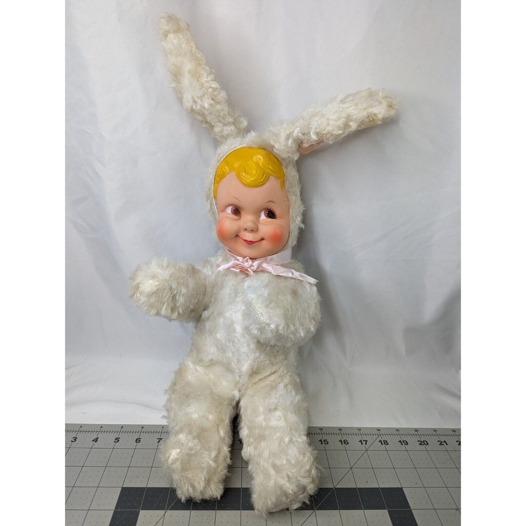 Rubber Face Doll White Bunny Rabbit Vintage 18 Inch Stuffed Animal Toy ...