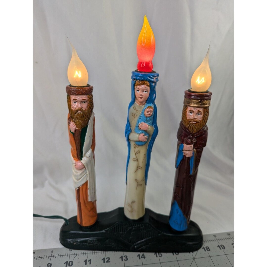 Christmas Nativity Plastic Candle Mary Baby Jesus 3 Bulbs 12 Inch ...