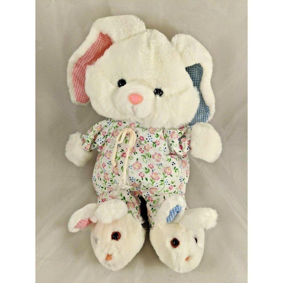 Happiness Express Always White Rabbit Puppet Plush 13 Quilted Stuffed ...