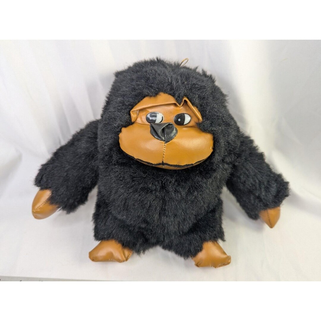 Fable Monkey Ape Plush 9 Inch Black Fake Leather 1995 Stuffed Animal ...
