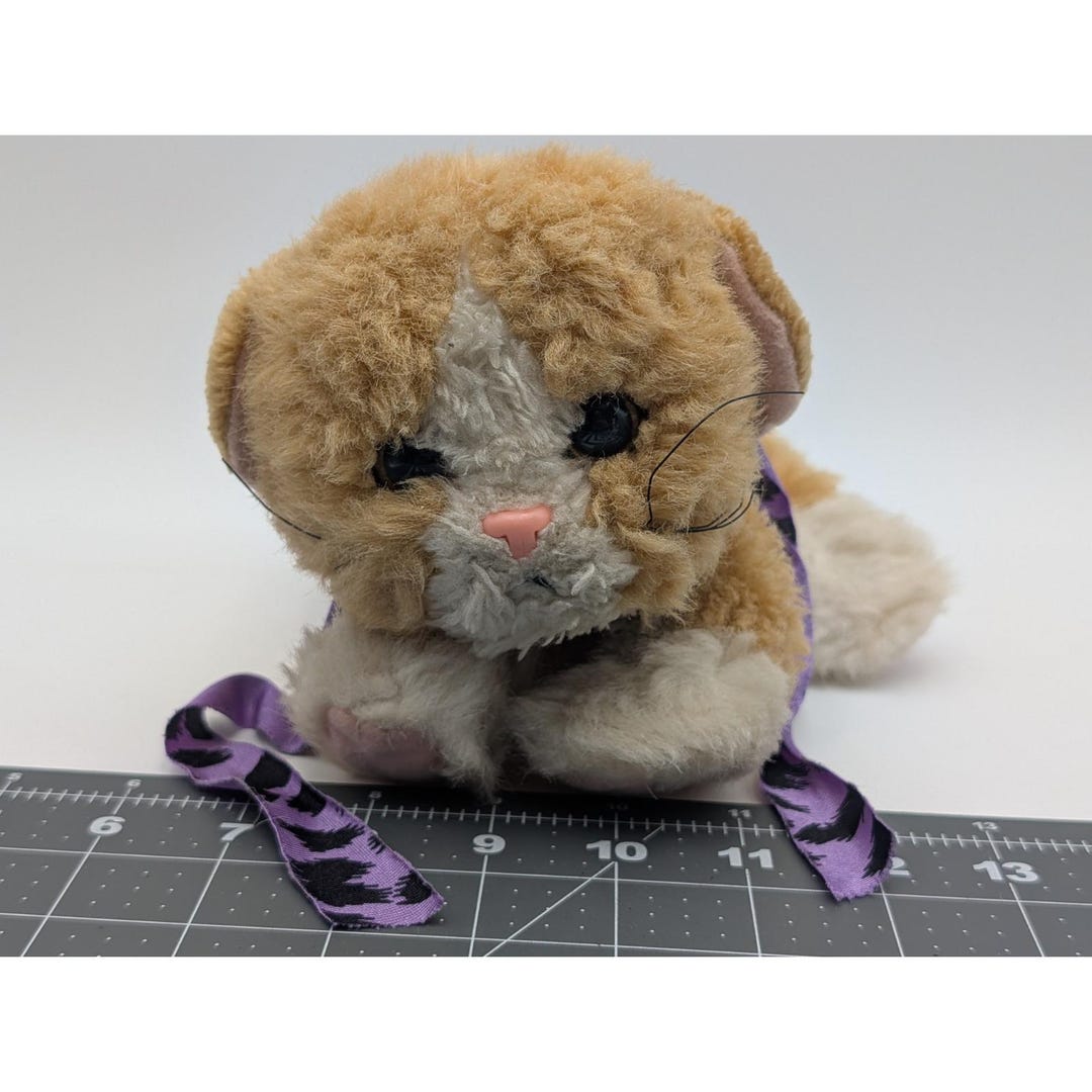 Tyco Kitty Kitty Kittens Rattle Plush Purple Collar Bow READ Stuffed ...